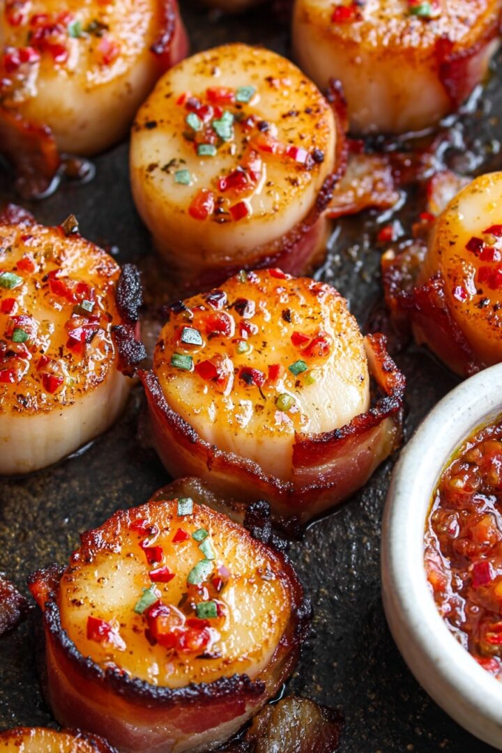 Bacon Wrapped Scallops with Pepper Jelly – Easy & Delicious